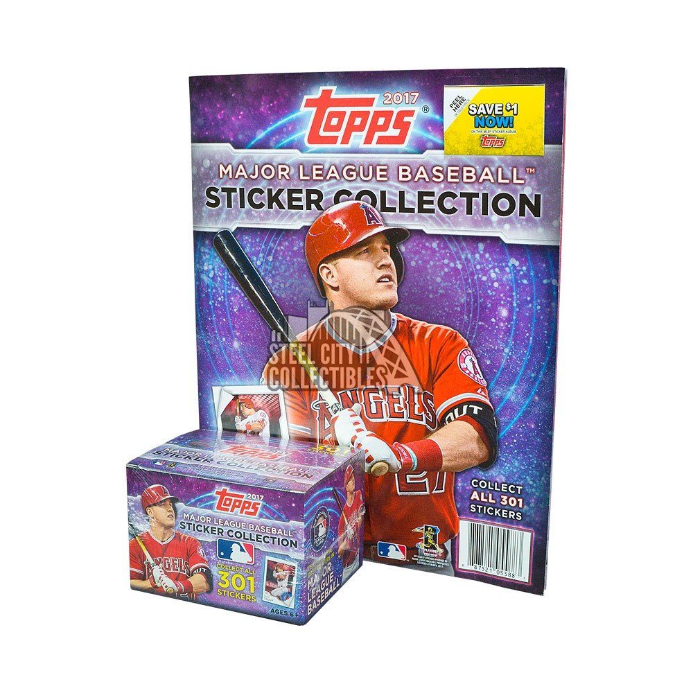 2017 Topps MLB Baseball Sticker Collection 50ct Box with Album | Steel ...