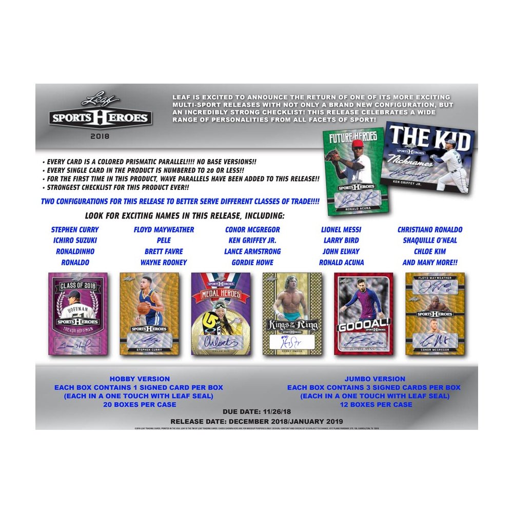 2018 Leaf Metal Sports Heroes Hobby Box