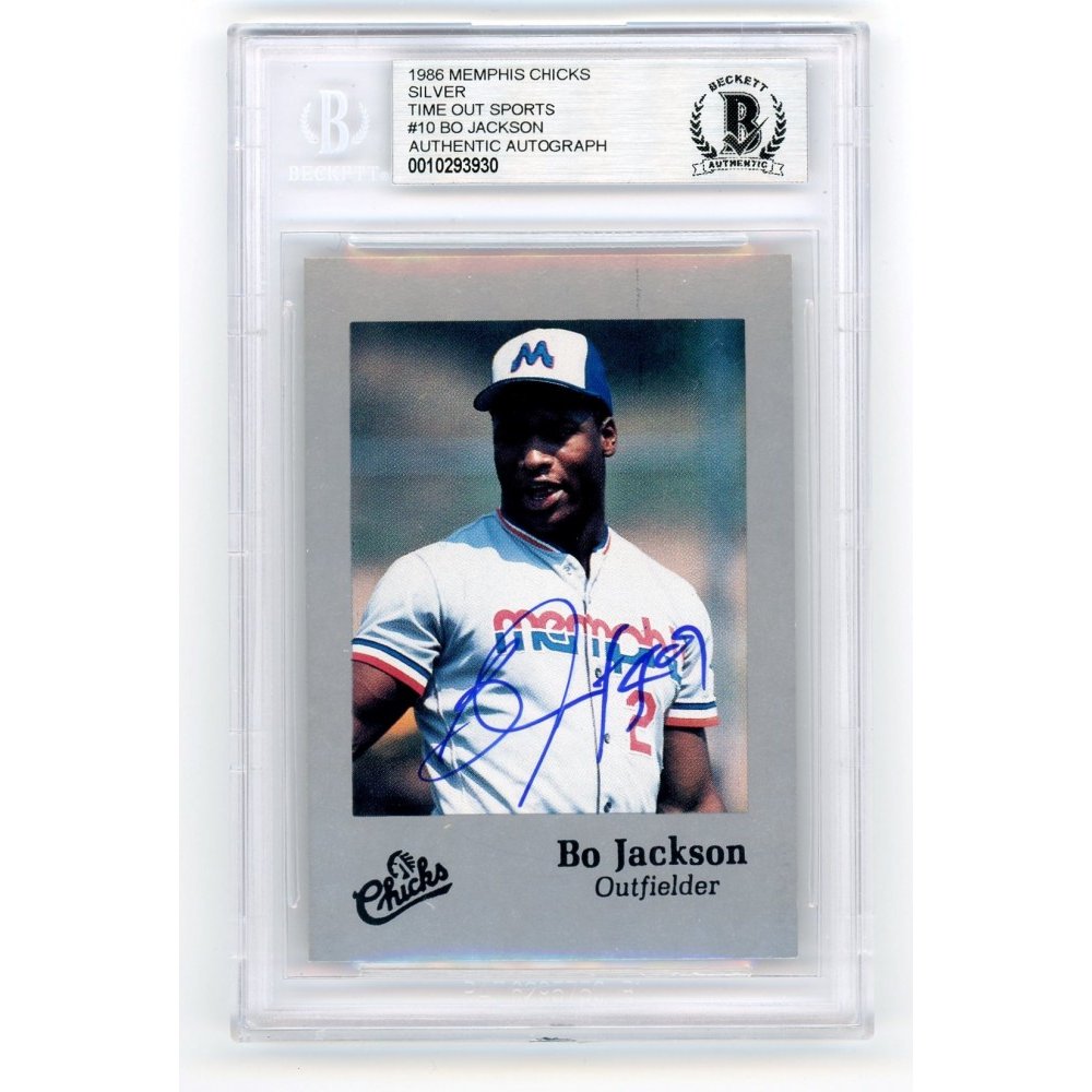 Bo Jackson 1986 Time Out Sports Autographed Card Silver Memphis Chicks ...