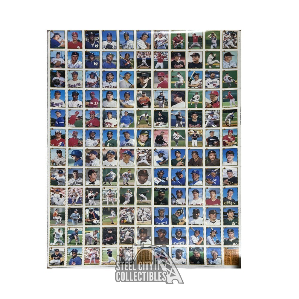 1990 Bowman Baseball Cards Uncut Sheet (Juan Gonzalez Rookie) | Steel ...