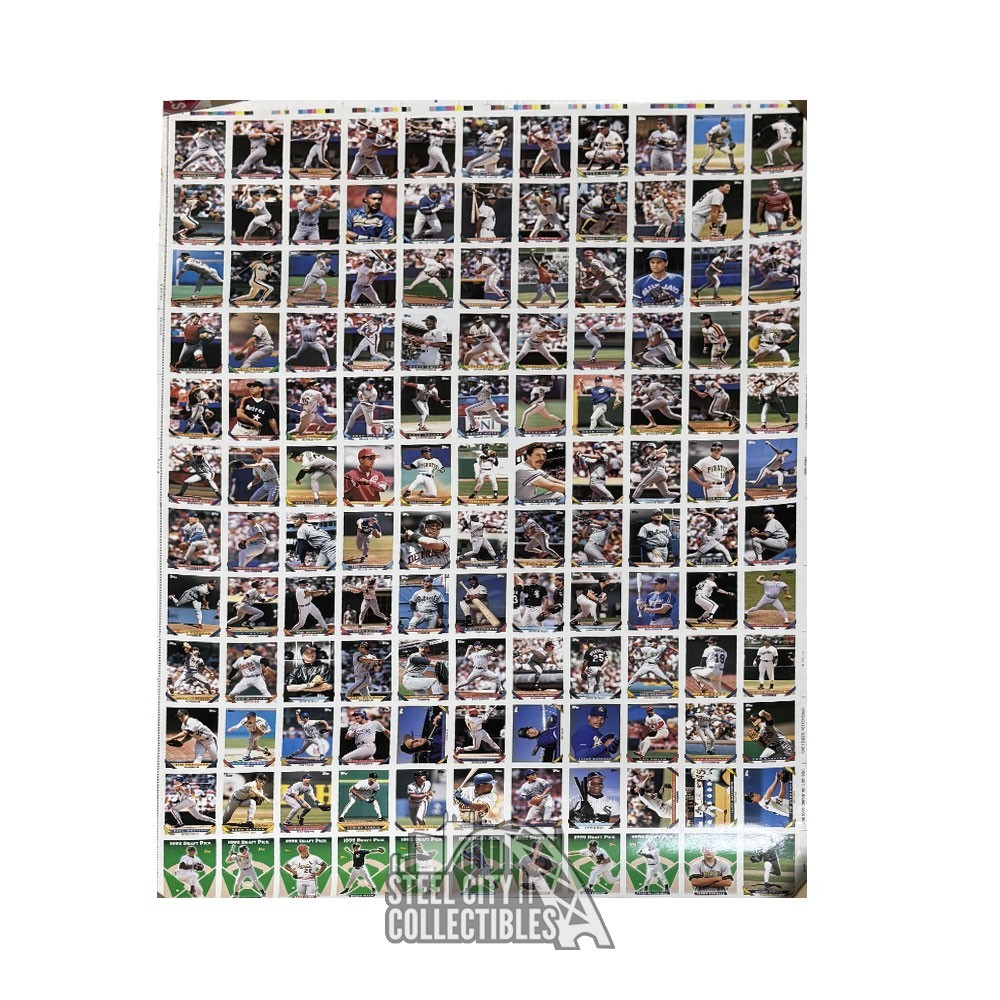 1993 Topps Baseball Cards Uncut Sheet (Derek Jeter Rookie) Corner ...