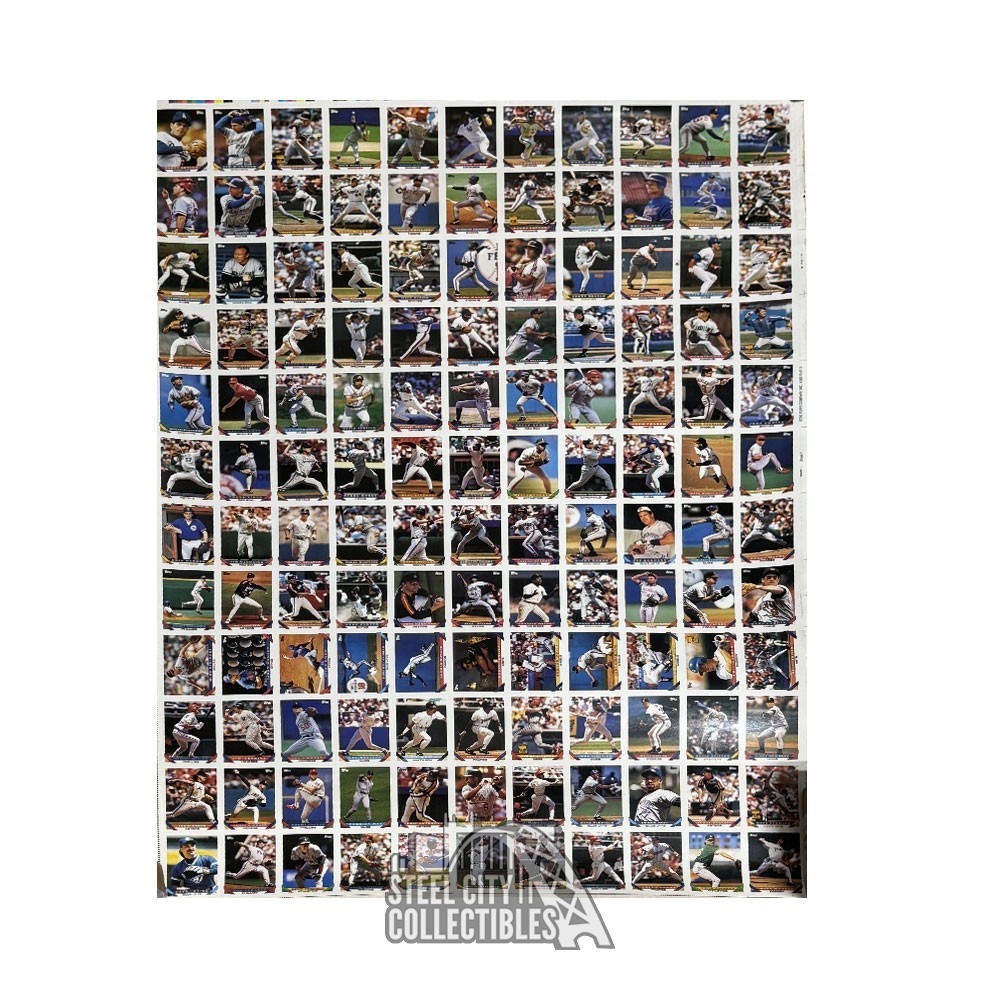 1993 Topps Baseball Cards Uncut Sheet (Ken Griffey Jr) Damaged Edge ...