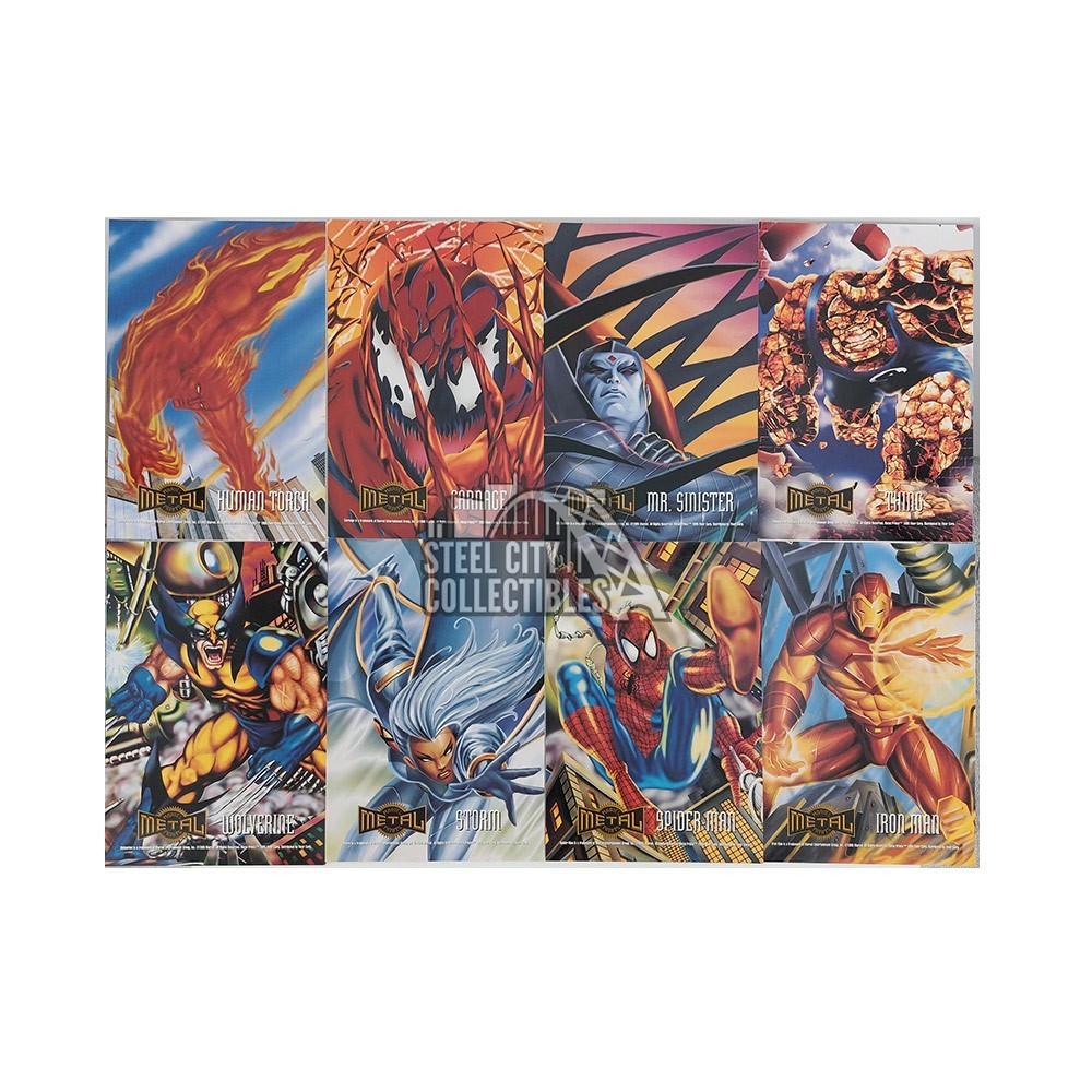1995 Marvel Metal 8-Print Lot with Poster | Steel City Collectibles