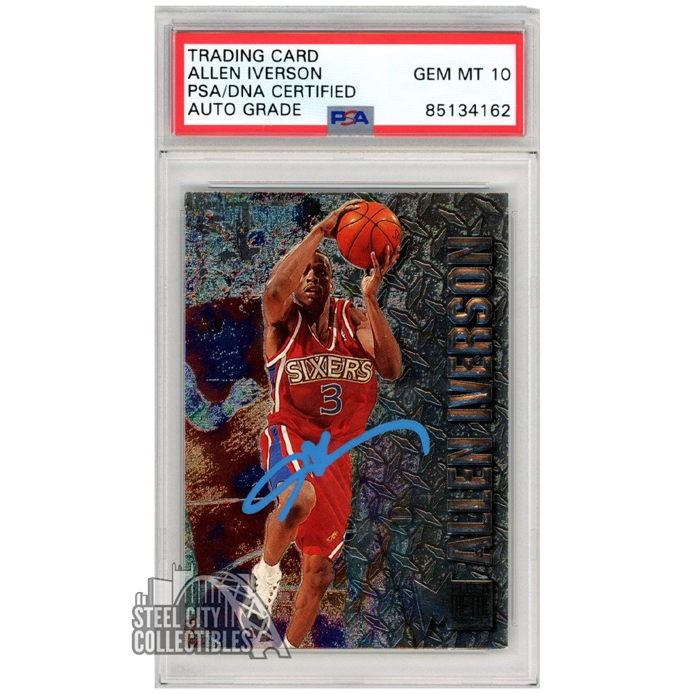 Allen Iverson 1996-97 Fleer Metal Autograph Rookie Card #201 PSA/DNA 10 ...