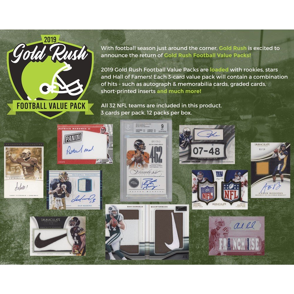 2019 Gold Rush Football Value Pack | Steel City Collectibles