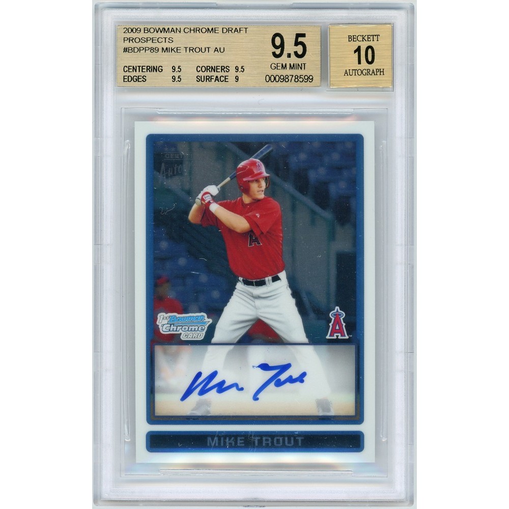 Mike Trout 2009 Bowman Draft Chrome Rookie Auto RC Card BGS Graded Gem ...