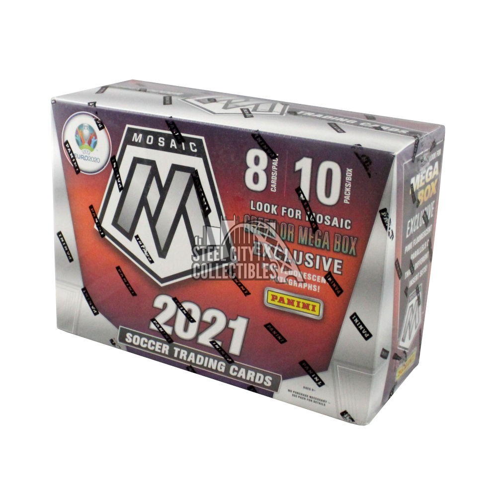 2020-21 Panini Mosaic UEFA Soccer Mega Box (Pink Fluorescent Parallels ...