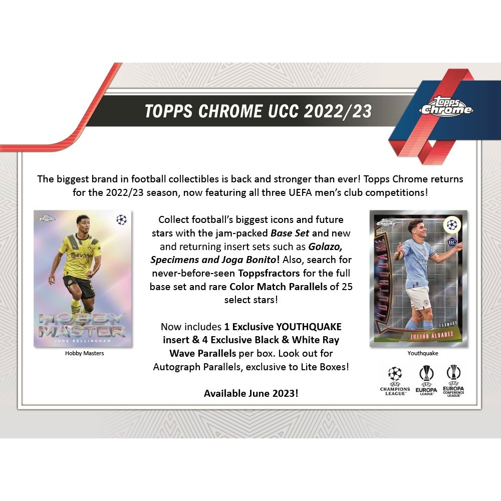 2022-23 Topps Chrome UEFA Club Competitions Soccer Hobby LITE 16-Box Case | Steel City Collectibles