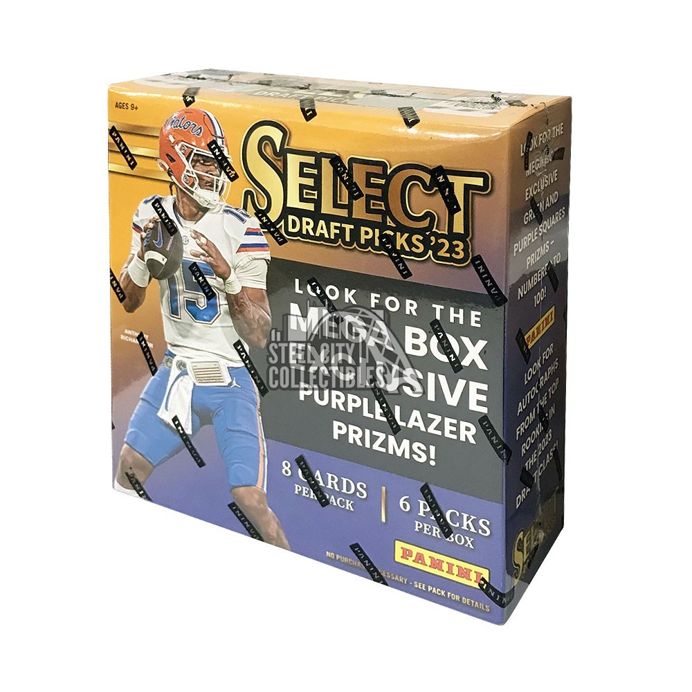 2023 Panini Select Draft Picks Football Mega Box (Purple Lazer Prizms ...