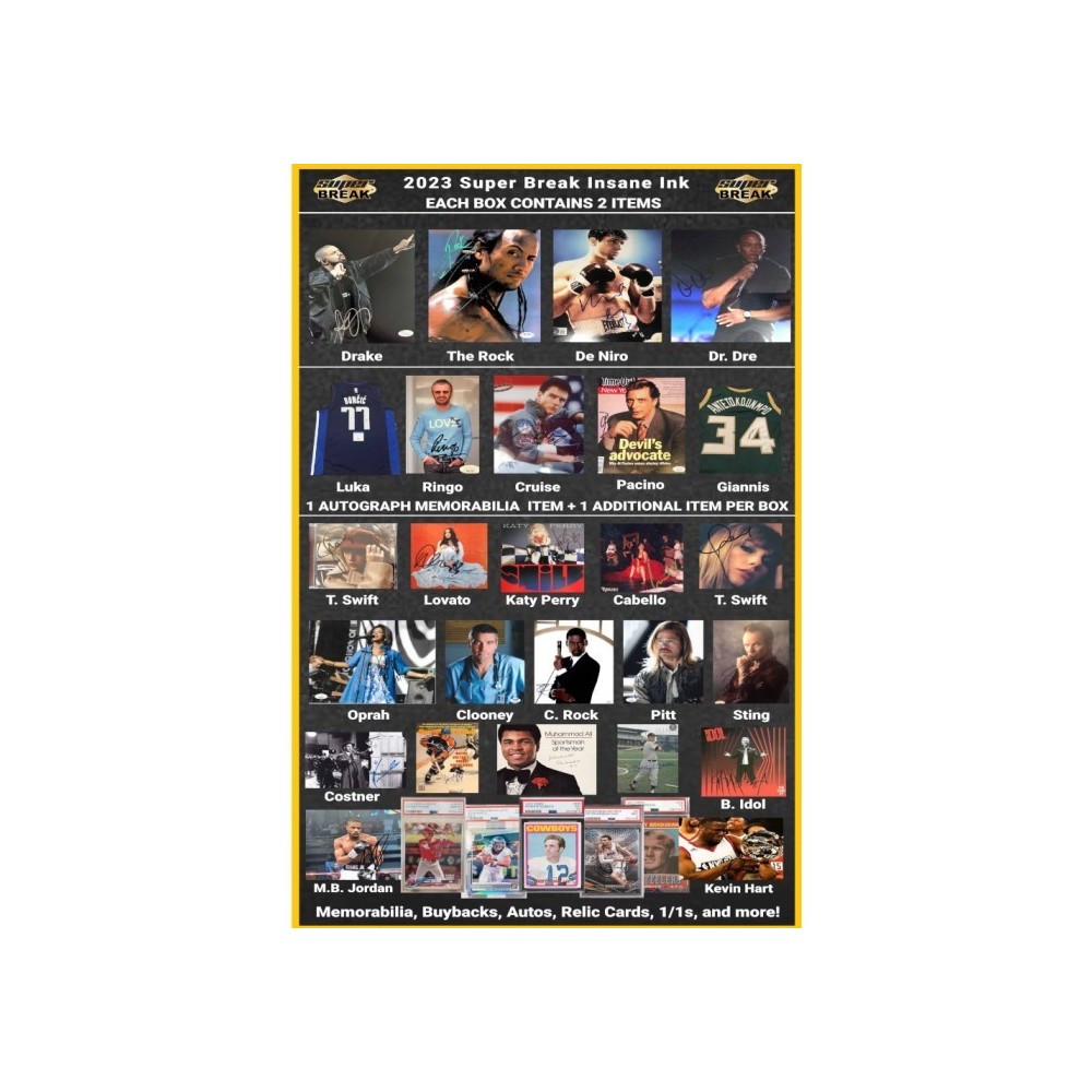 2023 Super Break Insane Ink Edition Multi-Sport 10-Box Case Random Hit Group Break #1 - Steve ...