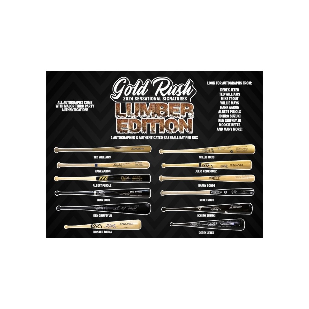 2024 Gold Rush Sensational Signatures Lumber Baseball Bat 6-Tube Case ...