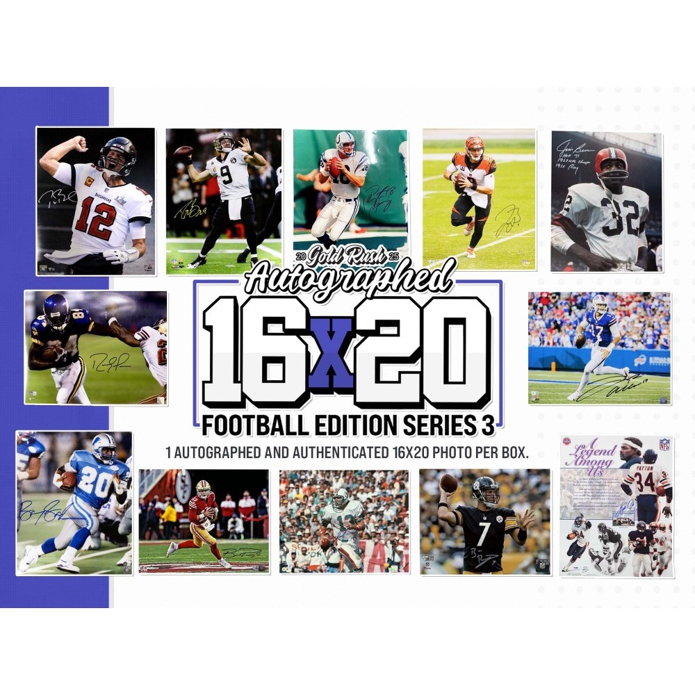 2025 Gold Rush Autographed 16x20 Football Edition Series 3 10-Box Case ...
