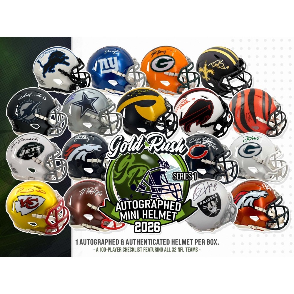 2026 Gold Rush Autographed Mini Helmet Football Edition Series 1 12-Box ...