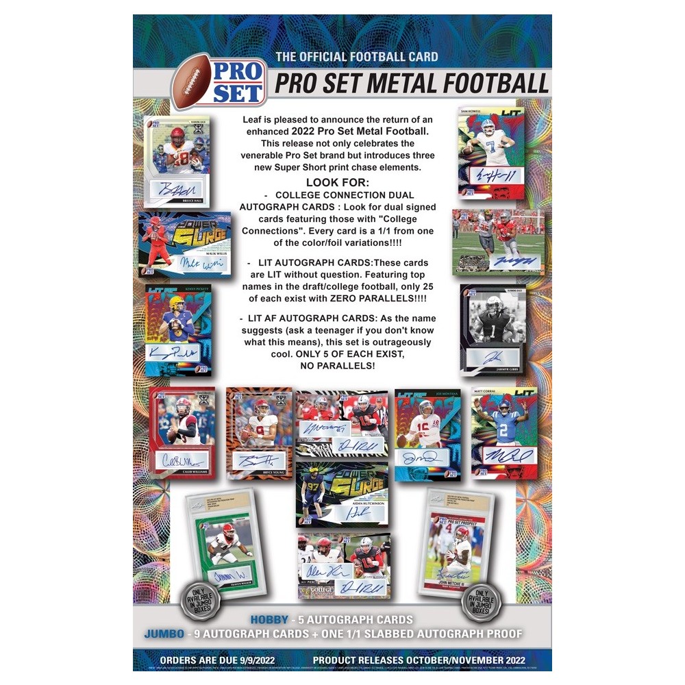 2022 Pro Set Metal Football Hobby 12-Box Case | Steel City Collectibles