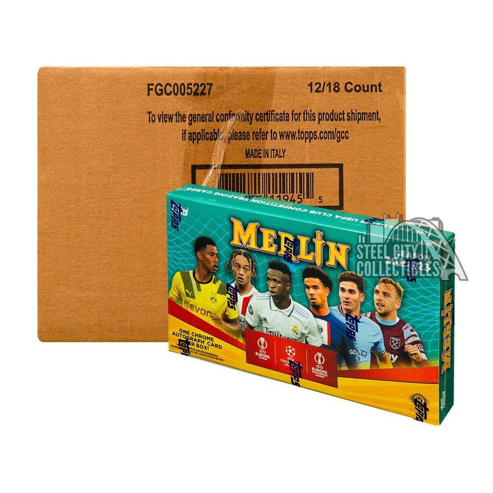 2022-23 Topps UEFA Club Competitions Merlin Chrome Soccer Hobby 12-Box ...