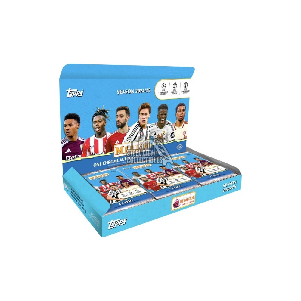 2024-25 Topps UEFA Club Competitions Merlin Chrome Soccer Hobby Box ...