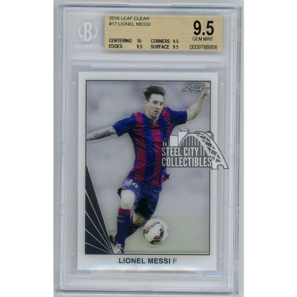 Lionel Messi 2016 Leaf Clear Base Card BGS Graded 9.5 Gem Mint | Steel ...
