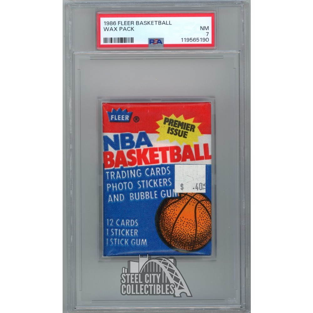 1986-87 Fleer Basketball Wax Pack Graded PSA 7 (Sticker On Pack ...