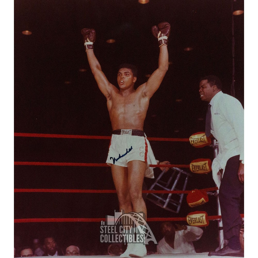 Muhammad Ali Autographed 16x20 Arms In The Air- JSA LOA X61559 | Steel ...