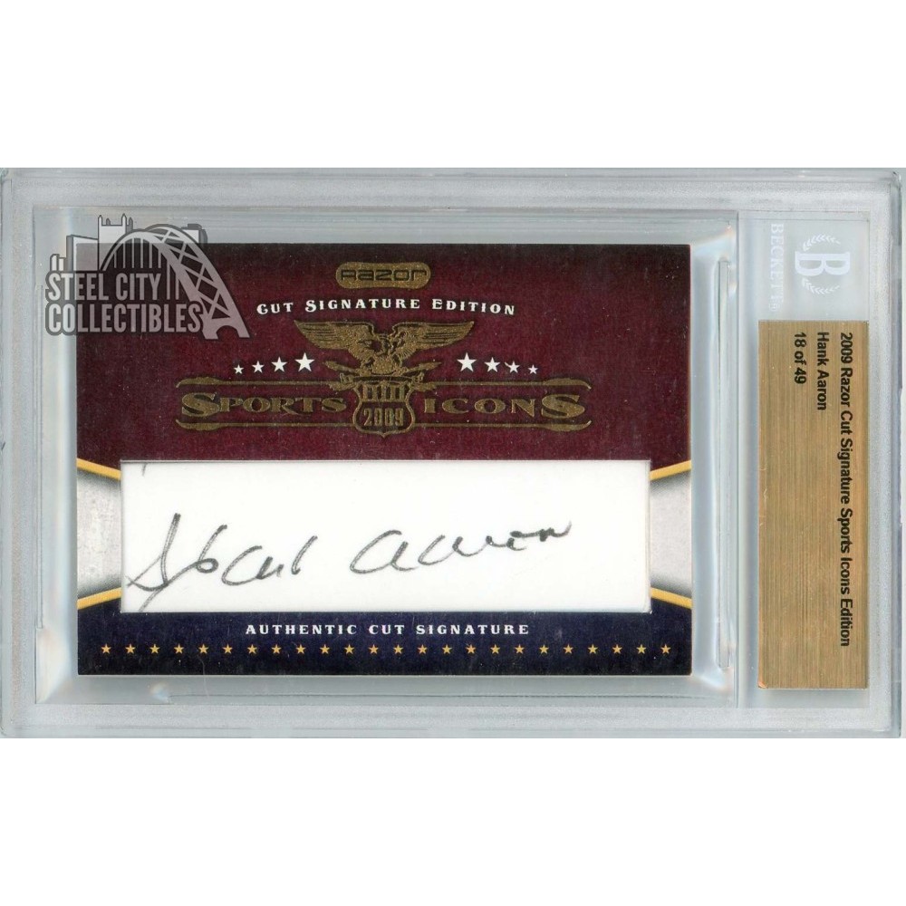 Hank Aaron 2009 Razor Cut Signature Sports Icons Autograph Card 18/49 ...