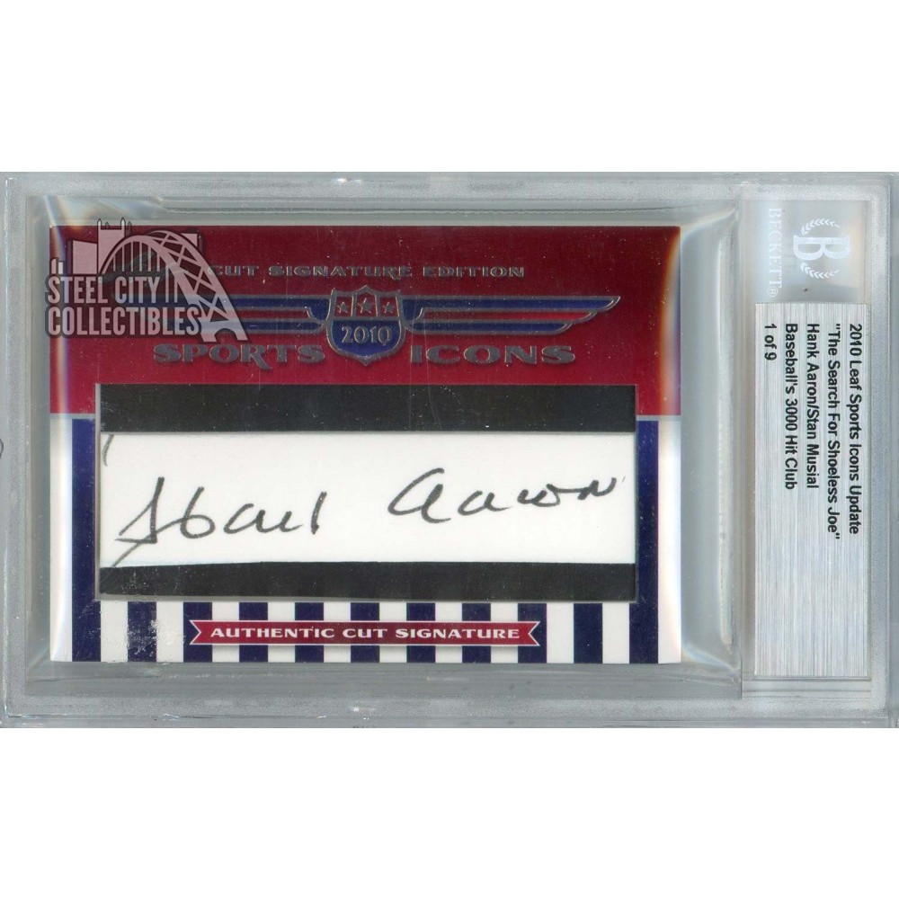 Hank Aaron Stan Musial 2010 Leaf Sports Icons Update Cut Signature Dual ...
