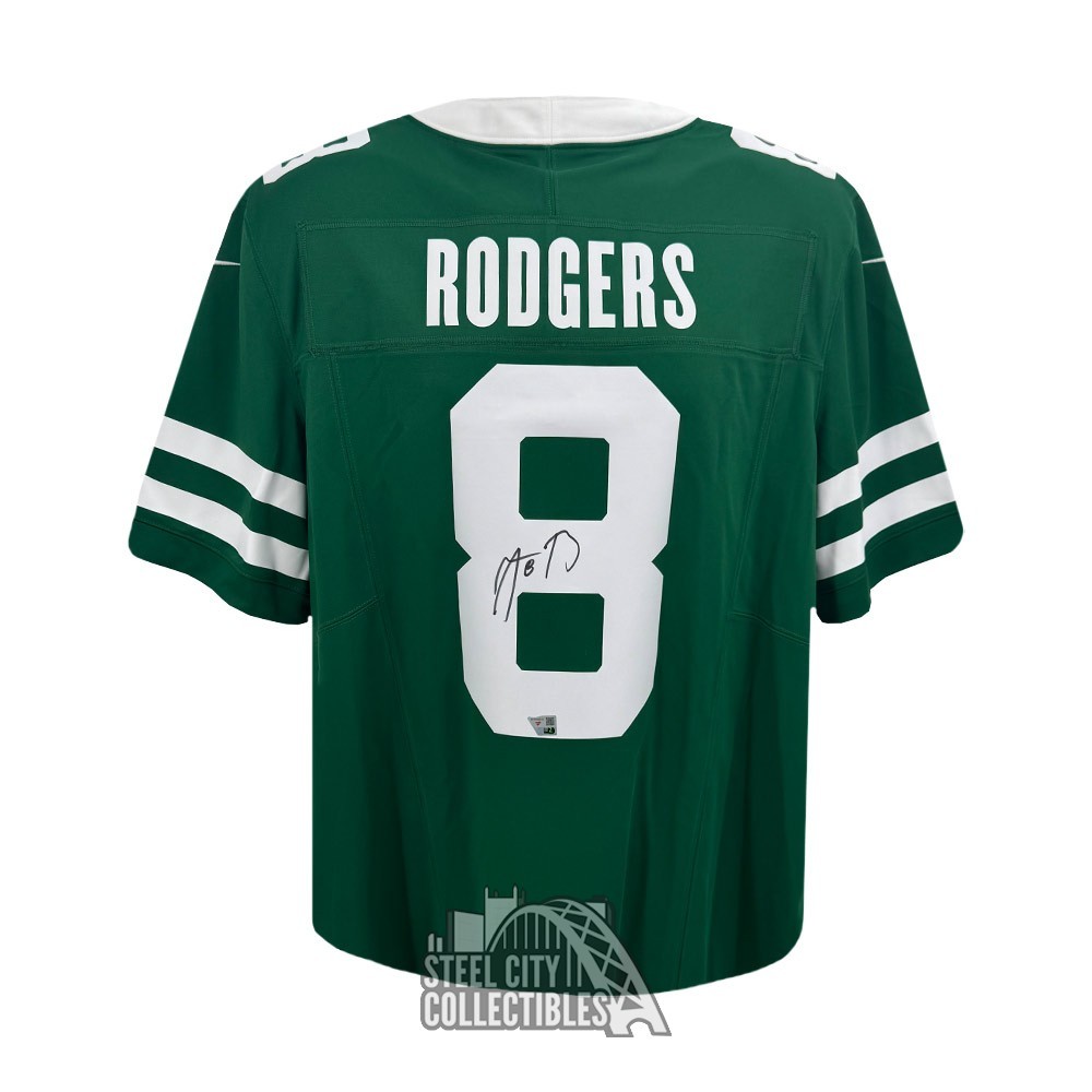 Aaron Rodgers Autographed New York Jets Green Fuse Nike Football Jersey ...