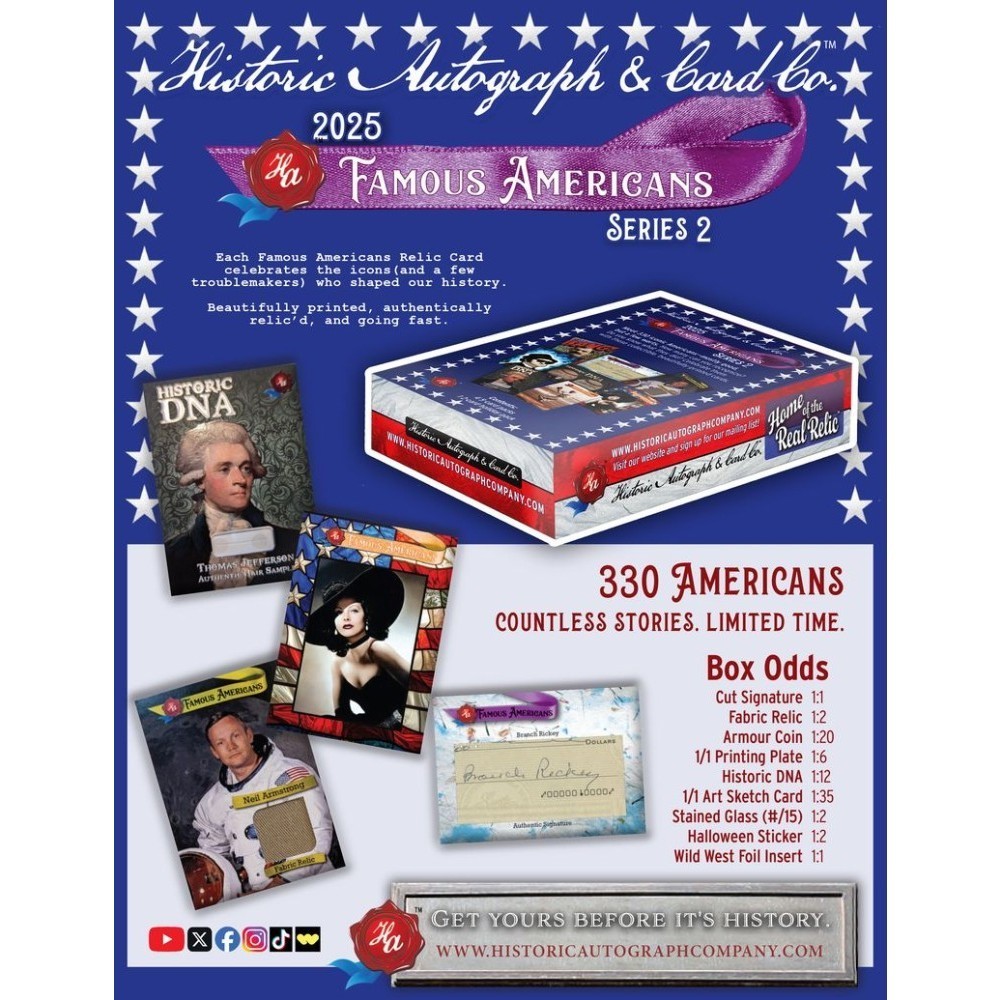 2025 Historic Autographs Famous Americans Series 2 Hobby Box -- 2-Box ...