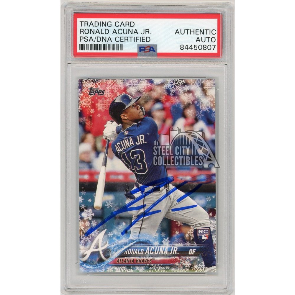 Ronald Acuna Jr 2018 Topps Holiday Mega Auto Rookie Card HMW50 - PSA ...
