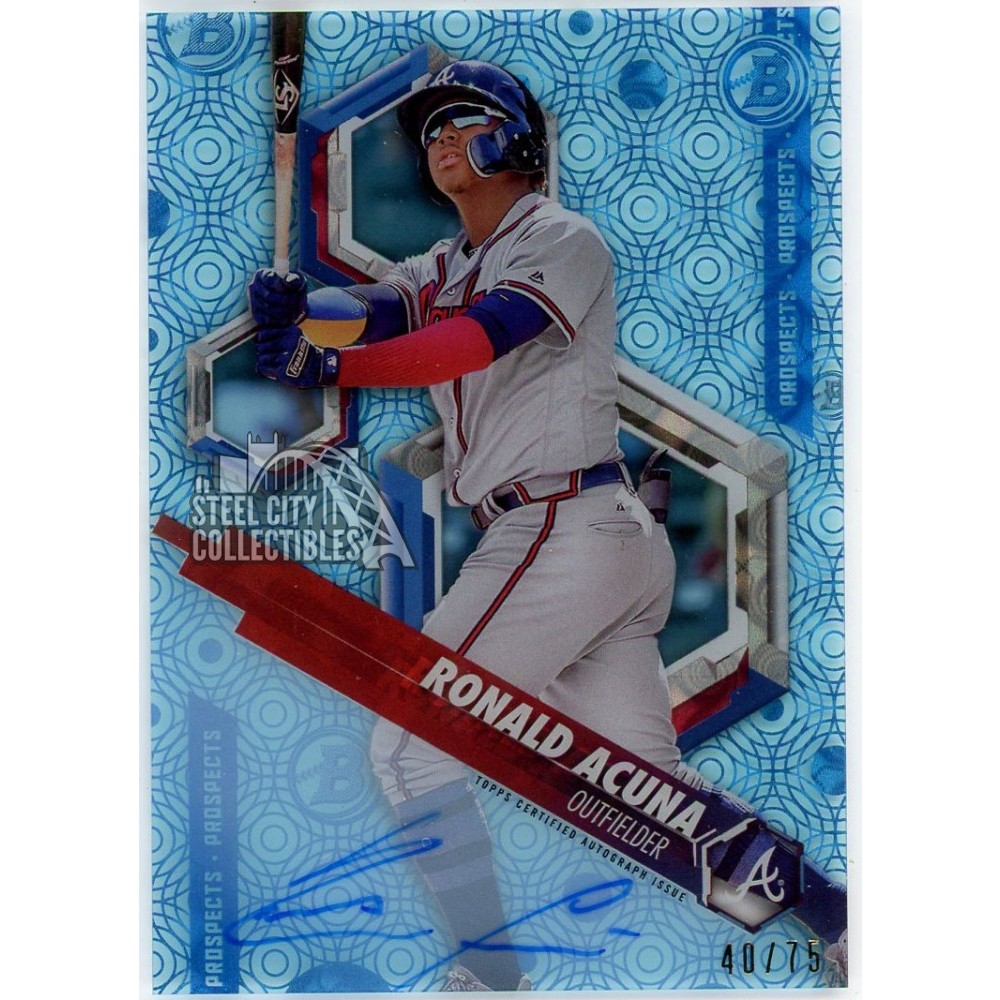 Ronald Acuna Jr 2018 Bowman High Tek Blue Rookie Autograph Card #PHT-RA ...