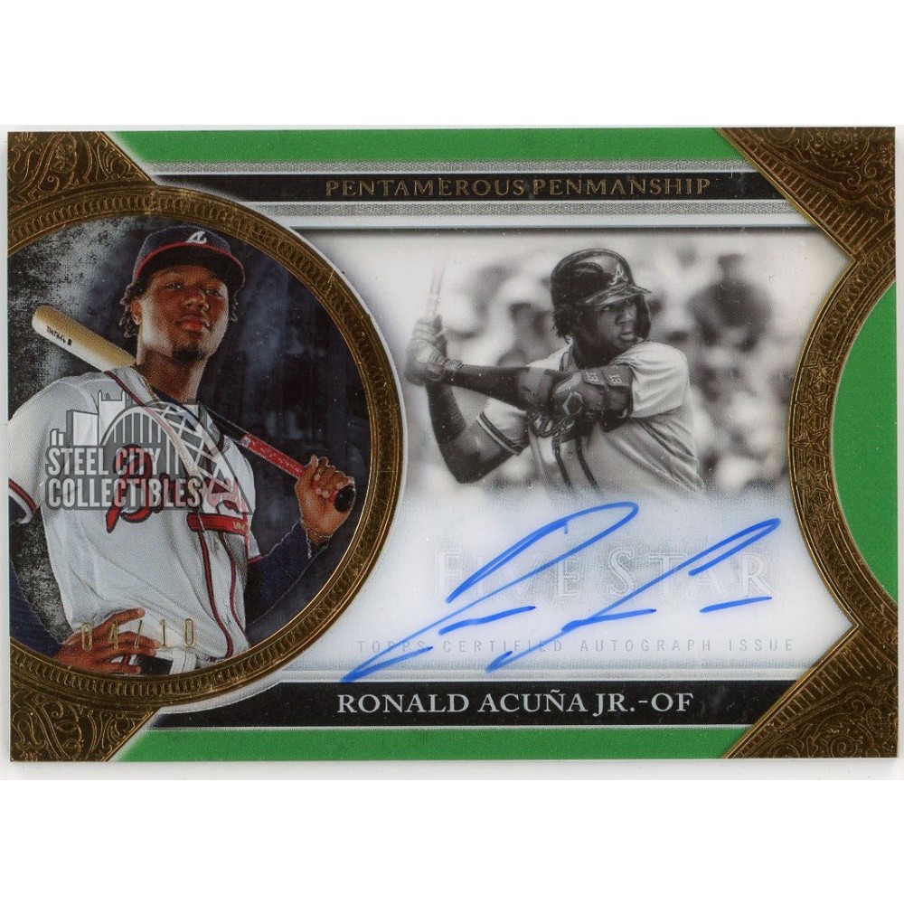 Ronald Acuna Jr 2020 Five Star Pentamerous Penmanship Autograph Card PP ...