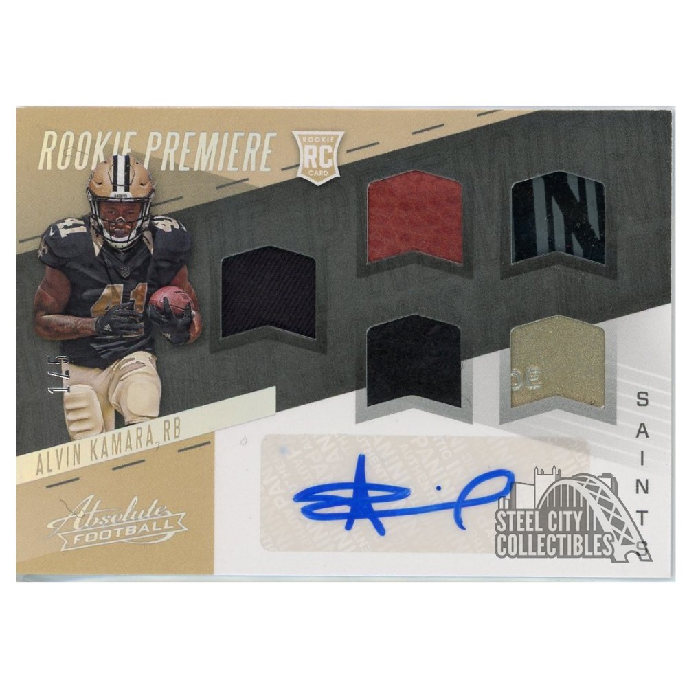 Alvin Kamara 2017 Panini Absolute Rookie Premier Autograph 5 Relic Card ...