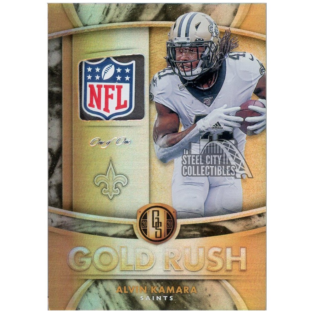 Alvin Kamara 2020 Panini Gold Standard Gold Rush NFL Shield Patch Card ...