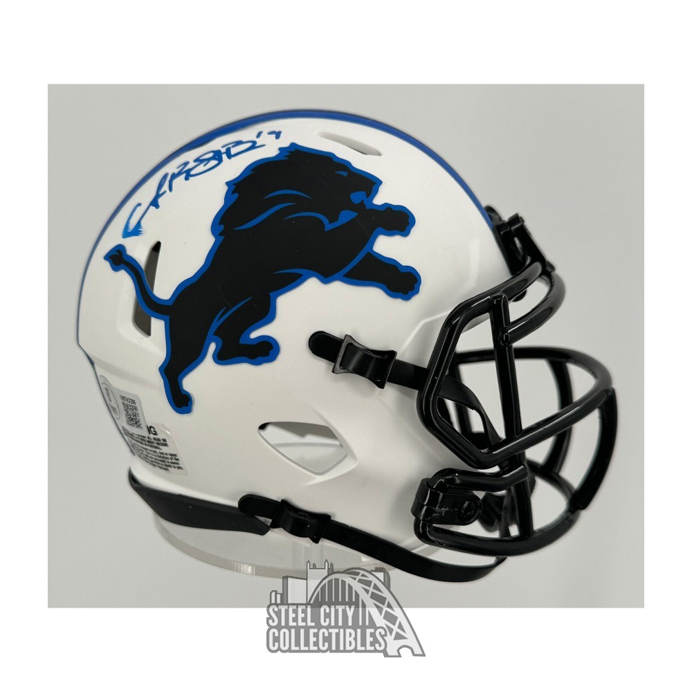 Amon Ra St Brown Autographed Detroit Lunar Eclipse Mini Football Helmet - BAS (Smeared Auto ...