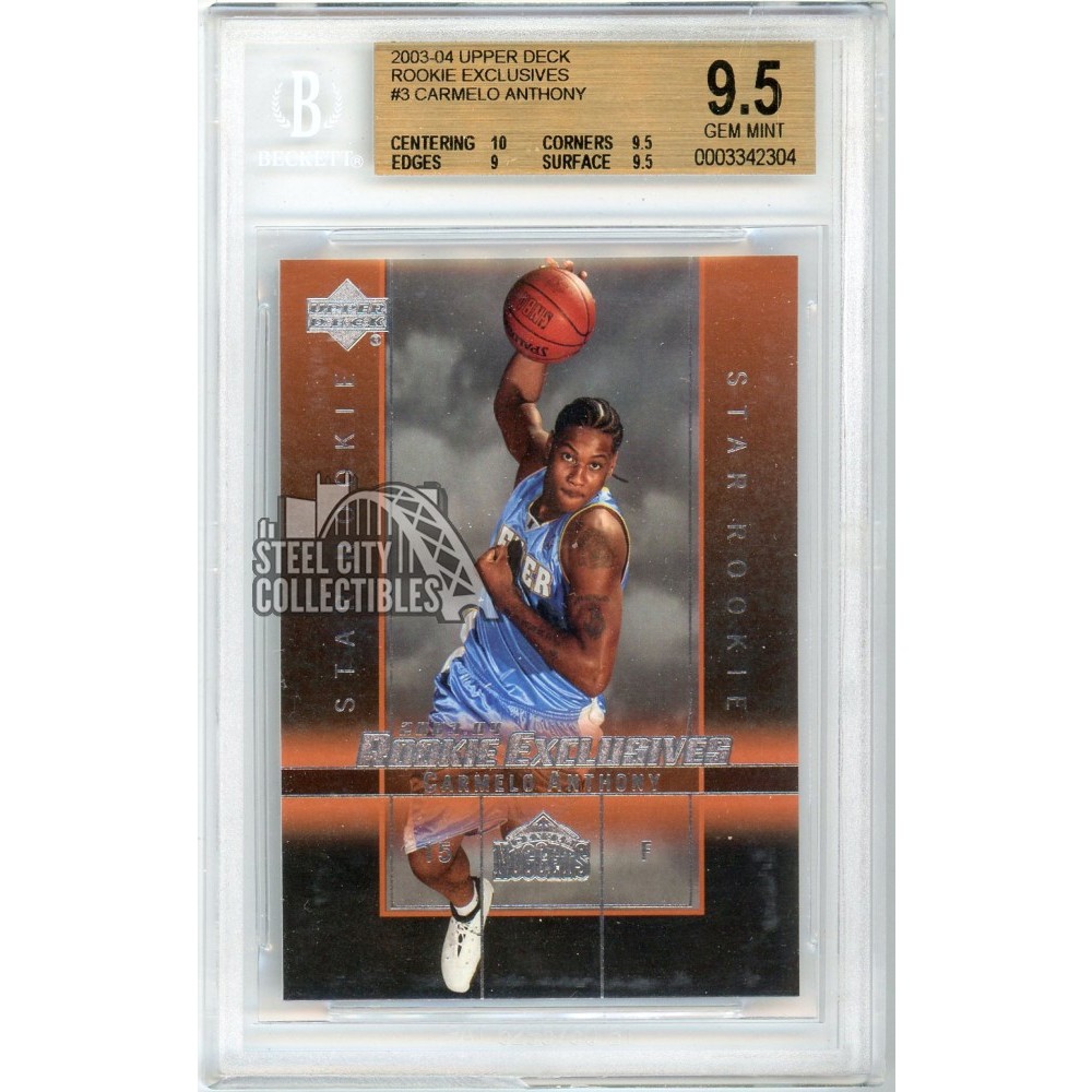 Carmelo Anthony 2003-04 Upper Deck Rookie Exclusives Card #3 BGS 9.5 ...