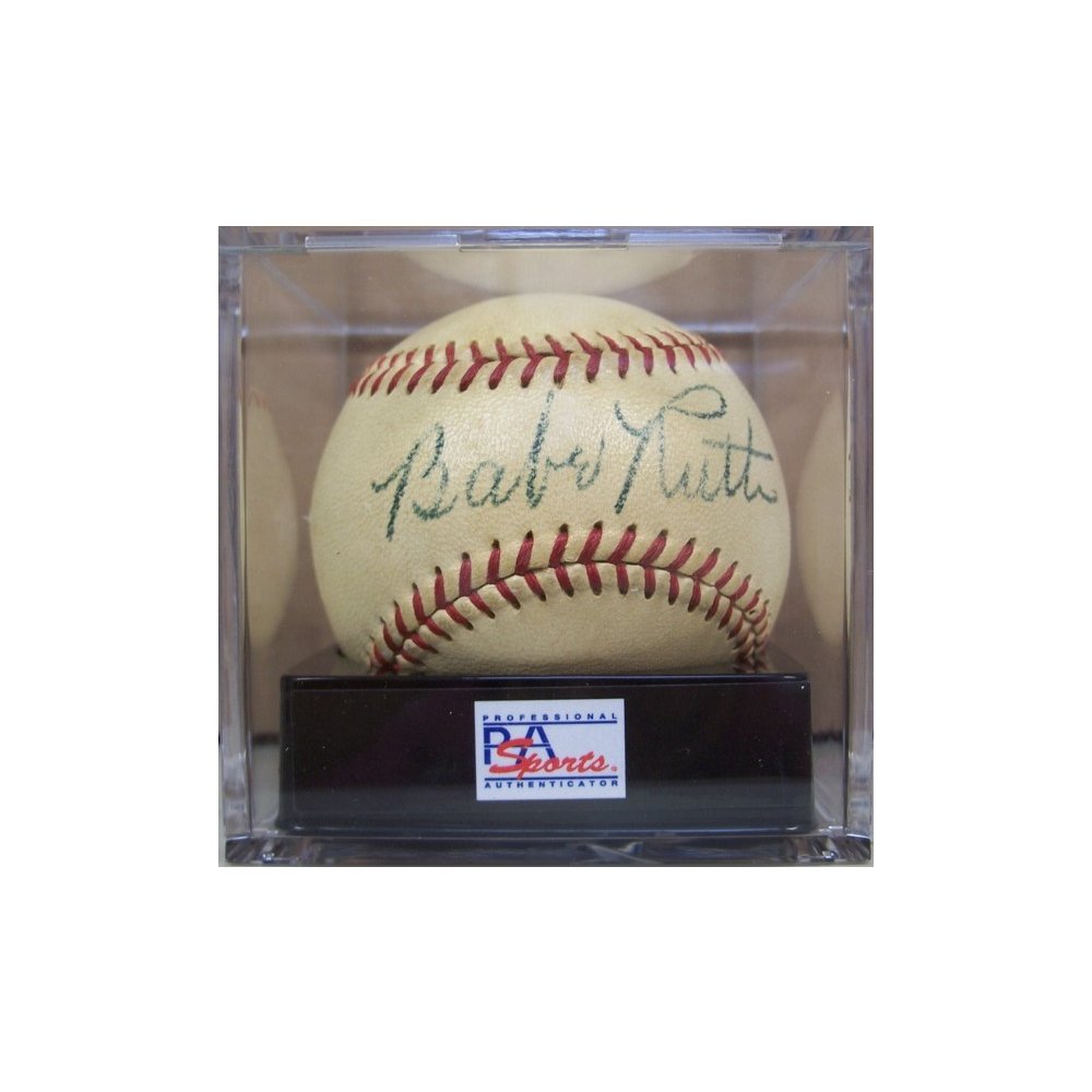 Babe Ruth Autographed Baseball PSA 8 Overall NM 7 - PSA/DNA Letter COA ...