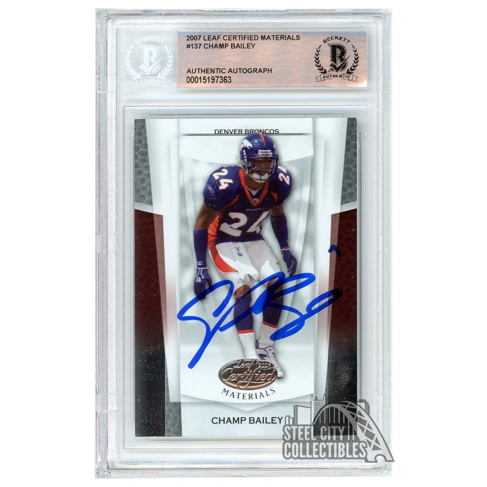 Champ Bailey 2007 Leaf Certified Materials Autograph Card #137 BAS ...