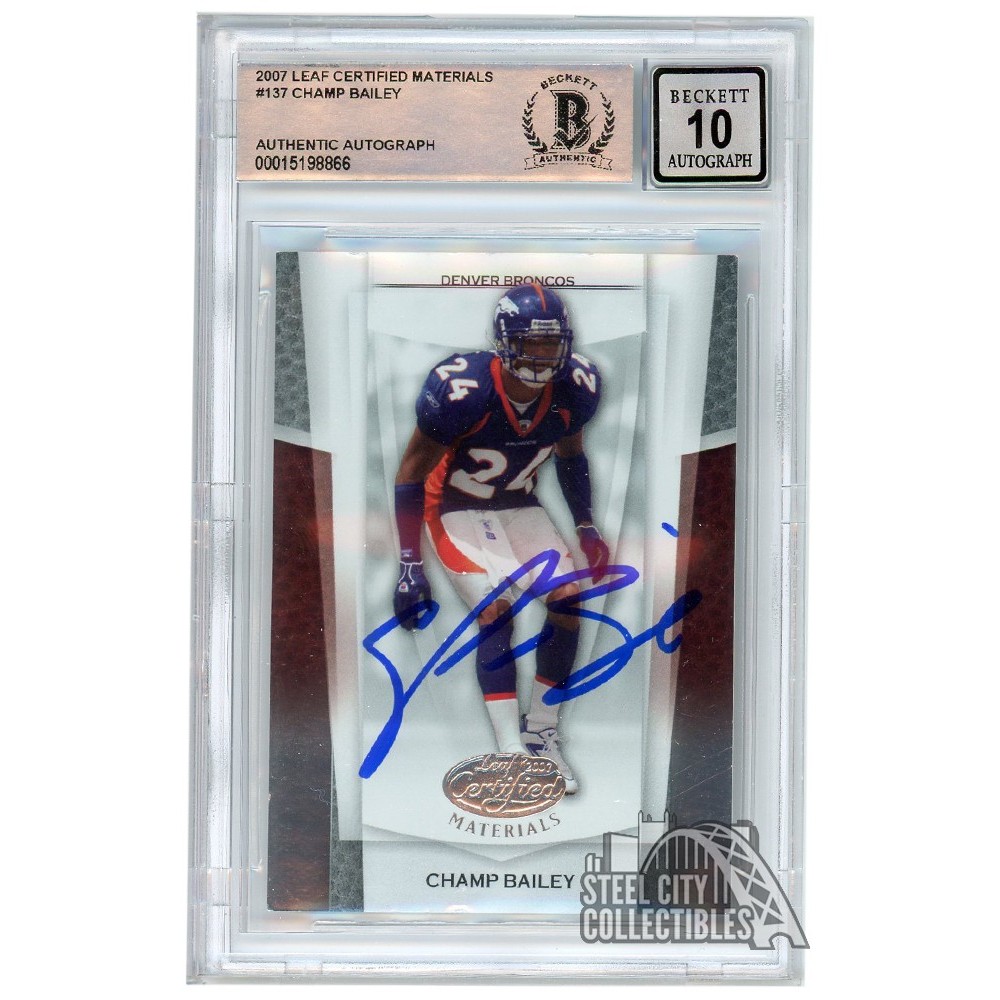 Champ Bailey 2007 Leaf Certified Materials Autograph Card #137 BAS 10 ...