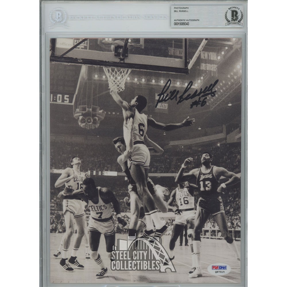 Bill Russell Autographed 8x10 Photo Boston Layup Against LA W/ #6 ...