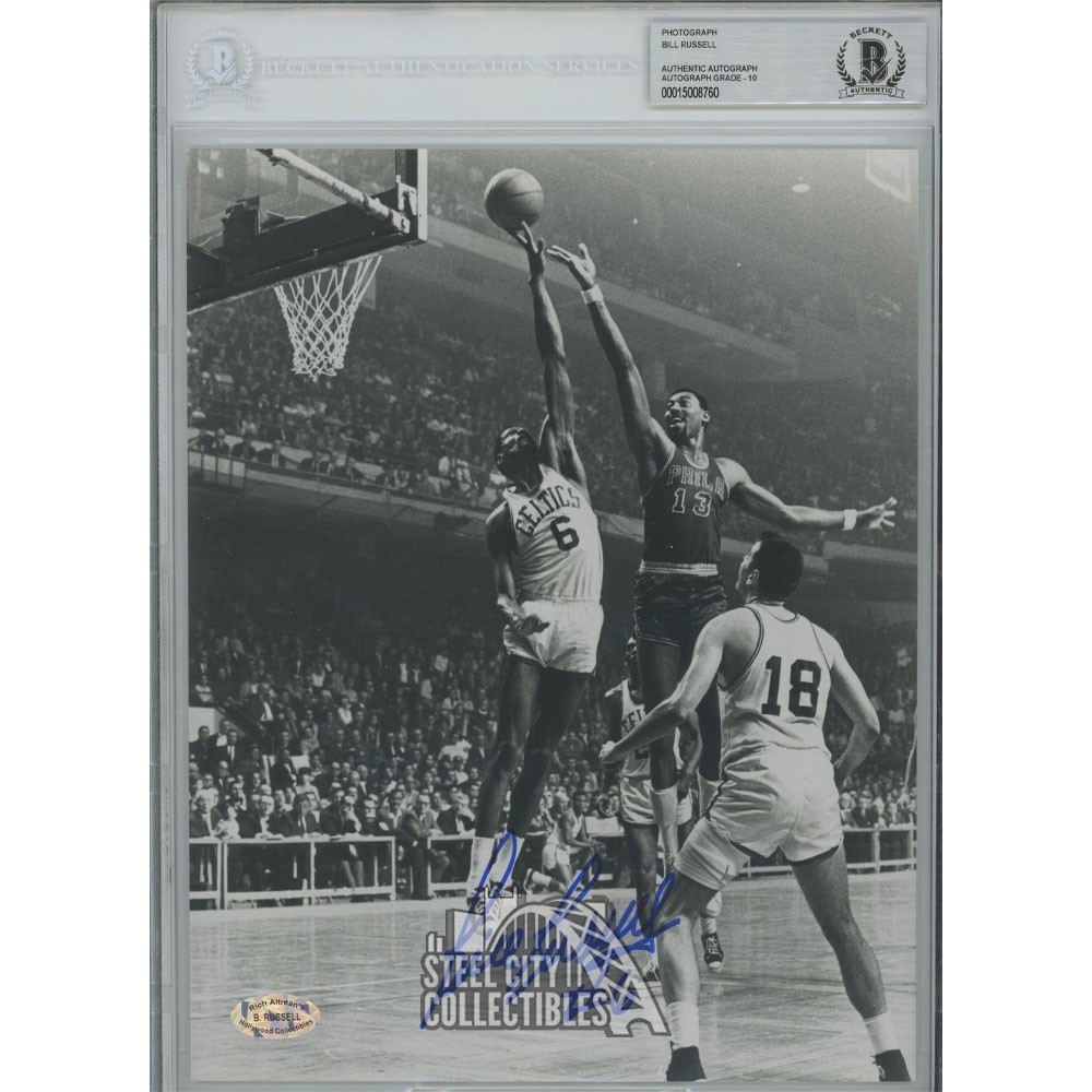 Bill Russell Autographed 8x10 Photo Boston Blocking Shot Against ...
