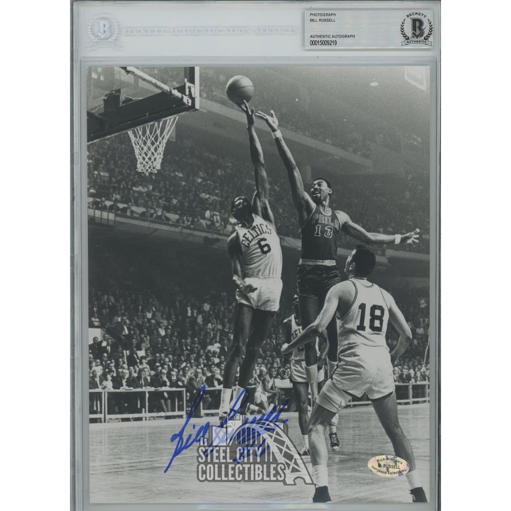 Bill Russell Autographed 8x10 Photo Boston Blocking Shot Against ...