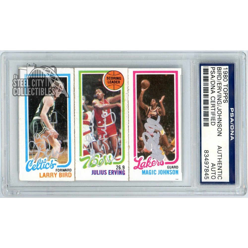 Larry Bird Julius Erving Magic Johnson 1980 Topps Triple Autograph ...