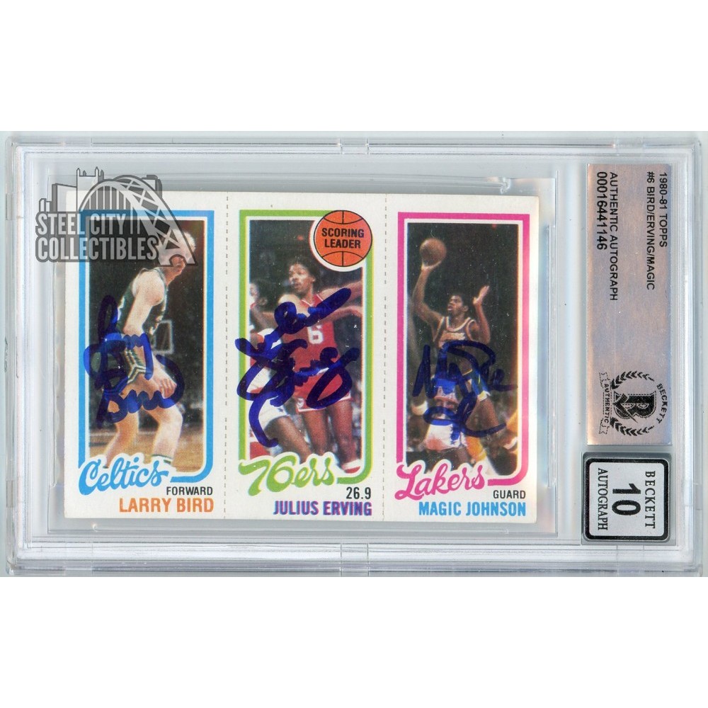 Larry Bird Julius Erving Magic Johnson 1980-81 Topps Autograph Rookie ...