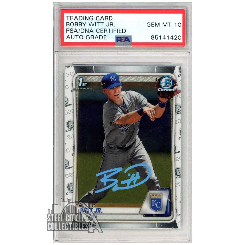 Bobby Witt Jr 2020 1st Bowman Chrome Autograph Card #BCP-25 PSA/DNA 10 ...