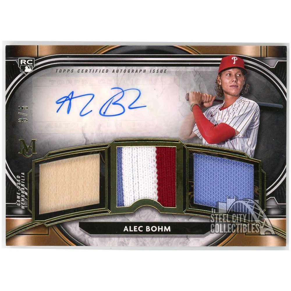 Alec Bohm 2021 Topps Museum Collection Signature Swatches Triple Relic ...