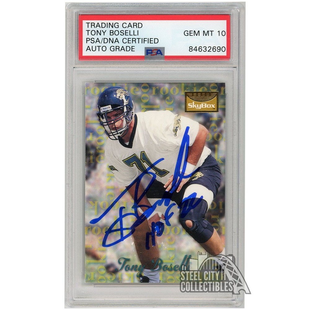 Tony Boselli 1995 SkyBox Autograph Rookie Card "HOF 22" #160 PSA/DNA 10 ...
