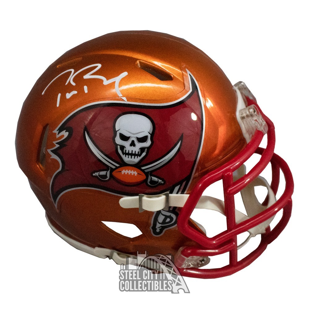 Tom Brady Autographed Tampa Bay Flash Mini Football Helmet - Fanatics ...