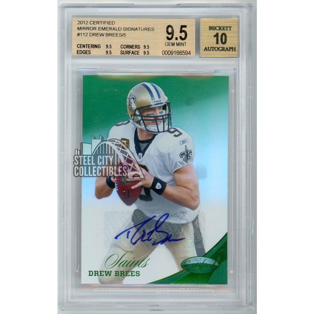 Drew Brees 2012 Panini Certified Mirror Emerald Autograph Card #112 4/5 ...