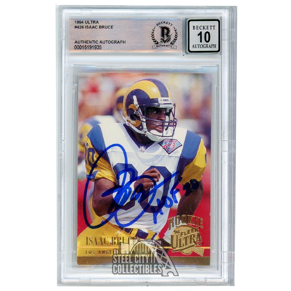 Isaac Bruce 1994 Fleer Ultra Autograph "HOF 20" Rookie Card #426 BAS 10 ...