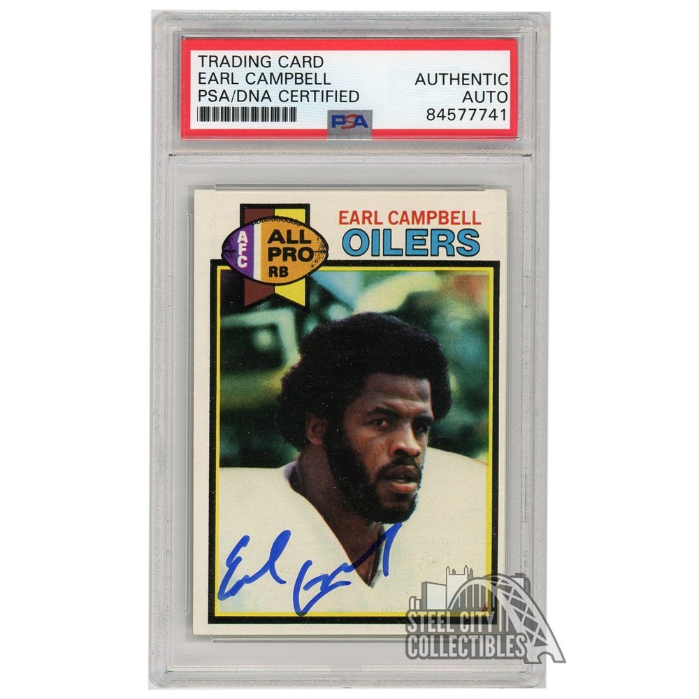 Earl Campbell 1979 Topps Autograph Rookie Card #390 PSA/DNA | Steel ...