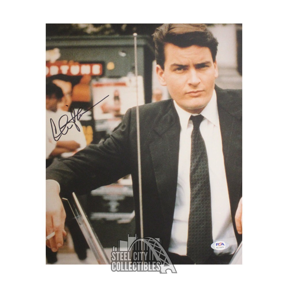 Charlie Sheen Autographed Wall Street Vertical 11x14 Photo - PSA | Steel City Collectibles
